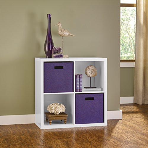 ClosetMaid 4 Cube Storage Shelf Organizer Bookshelf with Back Panel, Easy Assembly, Wood, White Finish