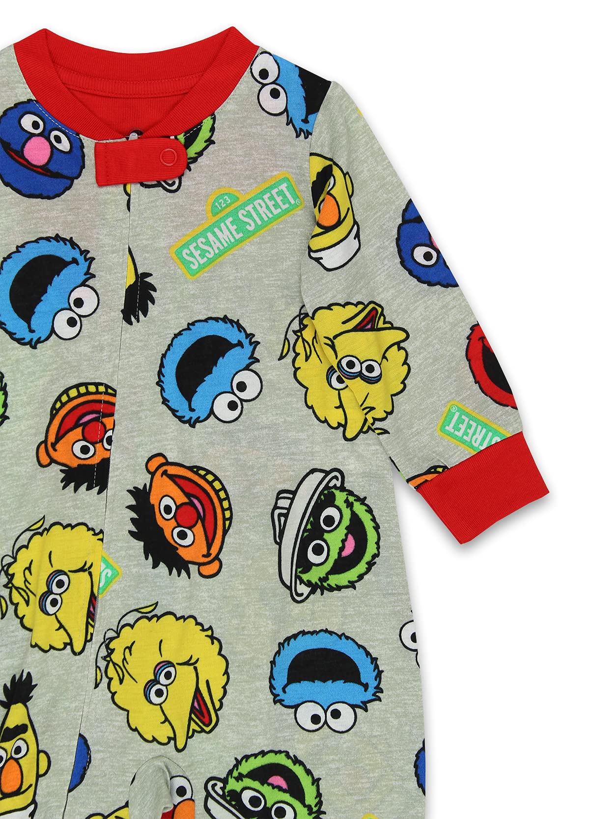 Sesame Street Elmo Cookie Monster Infant Toddler Footless Sleeper Pajamas (2T, Gray)