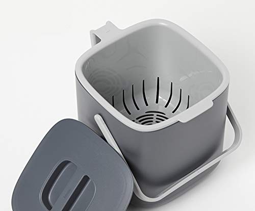 Litem Food Waste Basket Bin β a countertop Bucket with Extra Long Handles for Your conveniences 0.68 Gallons (2.6L) (Dark Gray)