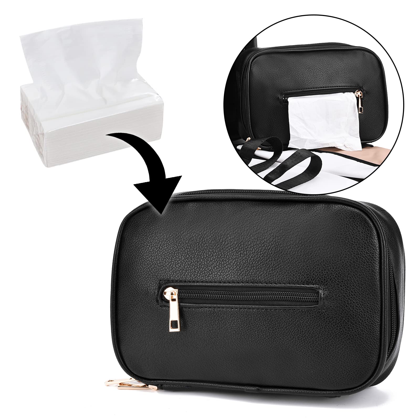 Diaper Bag Backpack for Mom Pu Leather Waterproof Multifunctional Large Capacity Travel Baby Bag with Changing Pad for Boy Girl Stroller Straps 2pcs Black
