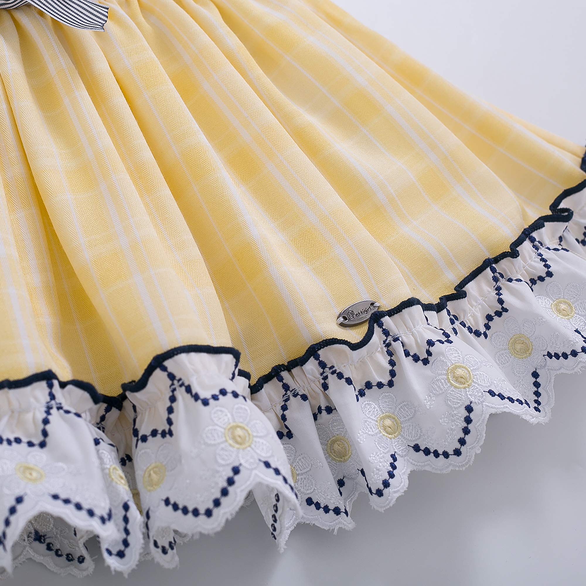 Pettigirl Baby Girls Easter Spring Elegant Yellow Plaid Ruffle Romper Clothing Set Newborn Infant Lovely Dresses Outfit