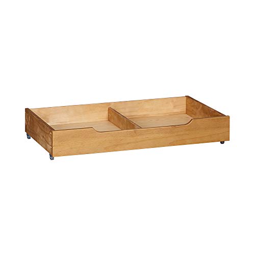 MUSEHOMEINC Solid Wood Under Bed Storage Drawer with 4-Wheels for Bedroom,Wooden Underbed Storage Organizer,Suggested for Twin and Full Size Platform Bed