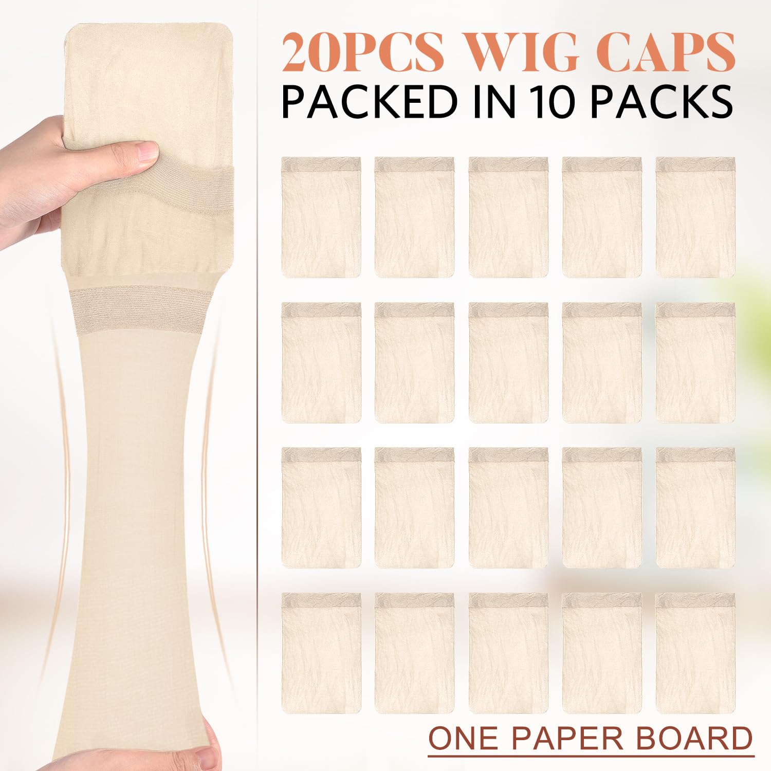 MORGLES 20 Pcs Wig Cap Beige, Stretchy Nylon Wig Caps for Women