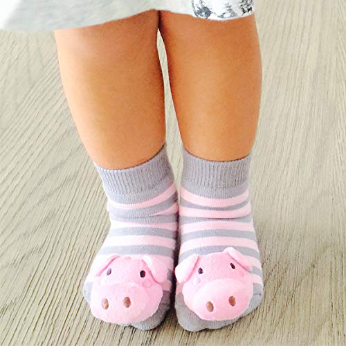 Pink/White Piggy Boogie Toes Rattle Sock, 1-Pair (0-1Y)