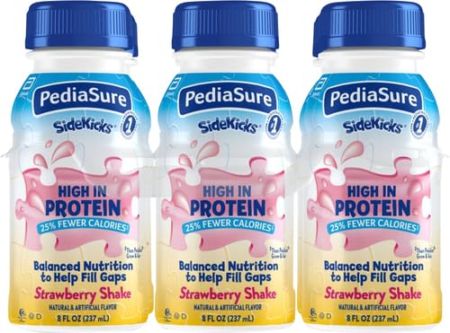 PediaSure SideKicks, 6 Shakes, Kids Protein Shake, With Key Nutrients and Protein to Help Kids Catch Up on Growth and Help Fill Nutrient Gaps, Strawberry, 8 fl oz