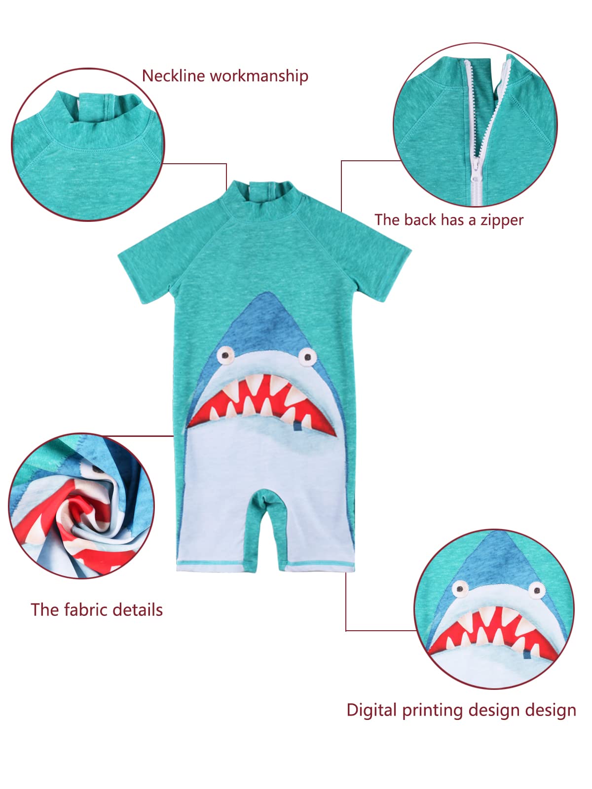 Baby Toddler Boys Bathing Suits One-Piece Zip Swimsuit Short Sleeve Rash Guard Swimwear Sunsuits with UPF50+ Sun Protection for Summer Beach (Lightning,3-6M)