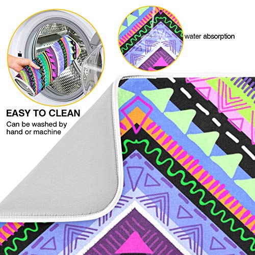 Christmas Ethnic Texture Dish Drying Mat 24"x18" Absorbent Machine Washable Hanging Fast Dry Pad Dish Protective Mat for Kitchen Countertop Heat Resistant Dinner Table Mat