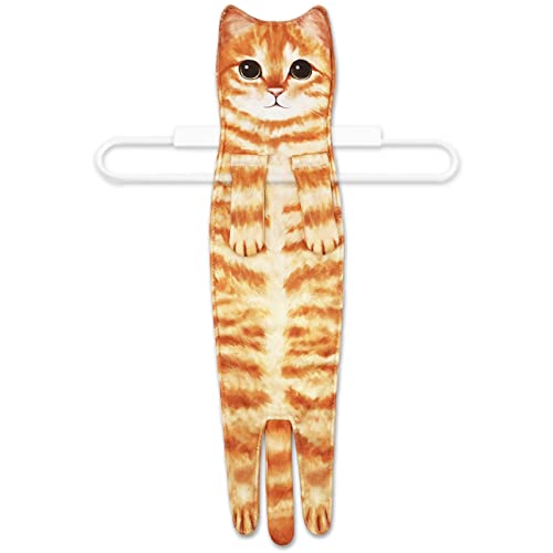 Hawgiman Hand Towels for Bathroom Kitchen,Cute Cat Quick-Dry Hanging Hand Towels Decorative for Bathroom Face Towels,Funny Gifts for Cat Lovers (Orange)