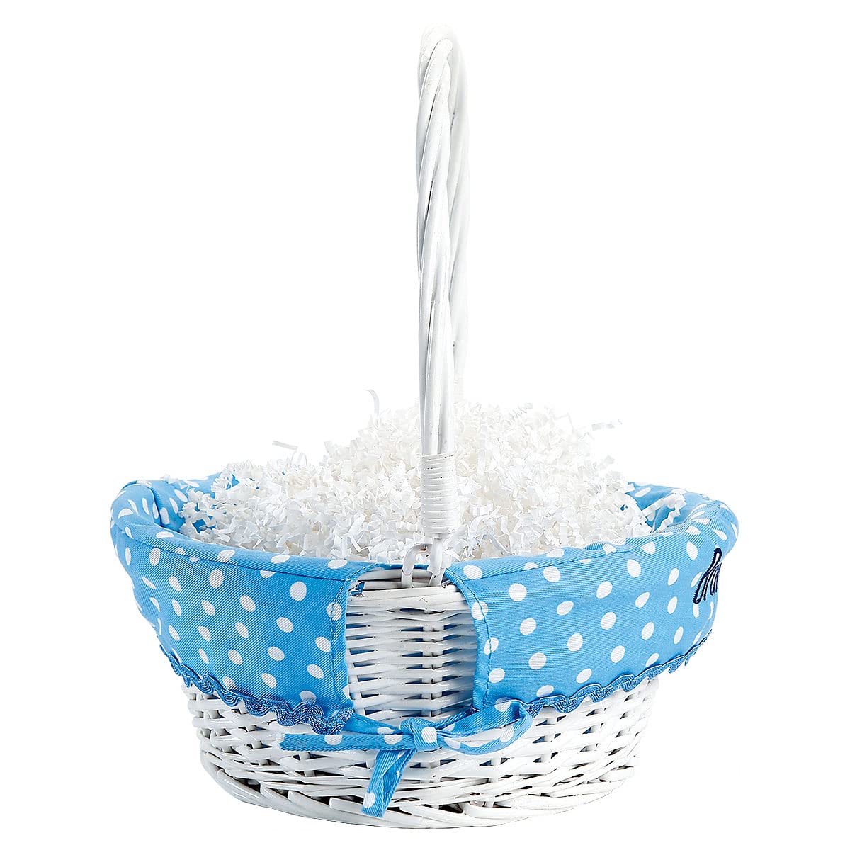 Lillian Vernon Kids Personalized Wicker Easter Basket - Removable Blue Liner With Embroidered Name, For Young Girls & Boys, Baby’s First Egg Hunt, Cute Custom Spring Gifts, 11” x 14”