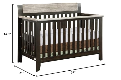 Suite Bebe Hayes 4 in 1 Convertible Crib, Coffee and Faux Barnwood - Quick Ship