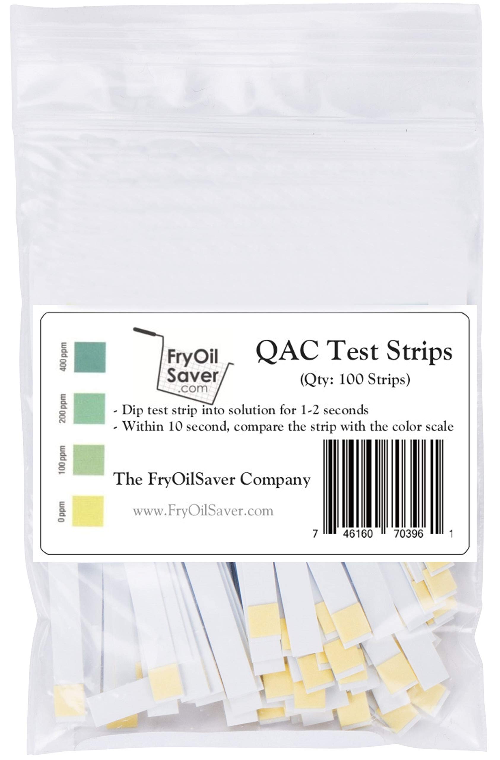 Pack of 4 x 100 QAC Test Strips, 0-400PPM Multi Quat Strips for Restaurants and Food Services, Quaternary Test Strips, Quaternary Ammonia Sanitizer Strips for Commercial Kitchens by FryOilSaver Co.