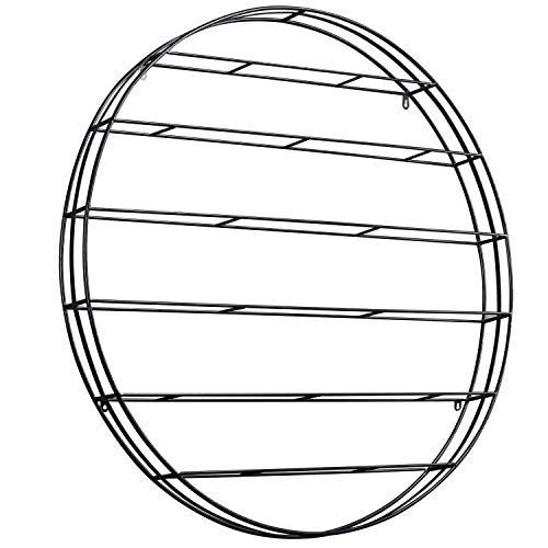 MyGift 12 Bottle Modern Black Metal Round Wall Mounted Wine Display Rack