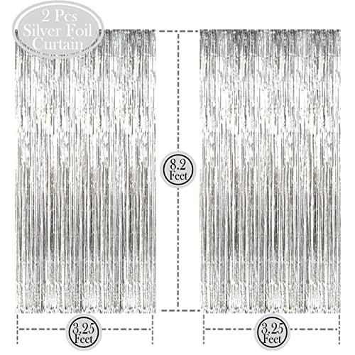 Black and Silver Party Decorations Kit, Silver Foil Fringe Curtain Backdrop, Black and Silver Balloons Set, Graduation Party Decorations 2023, Black and Silver Birthday Party Supplies
