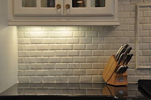 2x4 White Beveled Polished Carrara Marble Tile Backsplash Wall