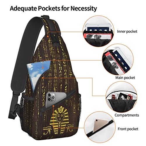 ASYG Ancient Egyptian Sling Bag Crossbody Chest Daypack Casual Backpack Egyptian Shoulder Bag Egyptian Decor