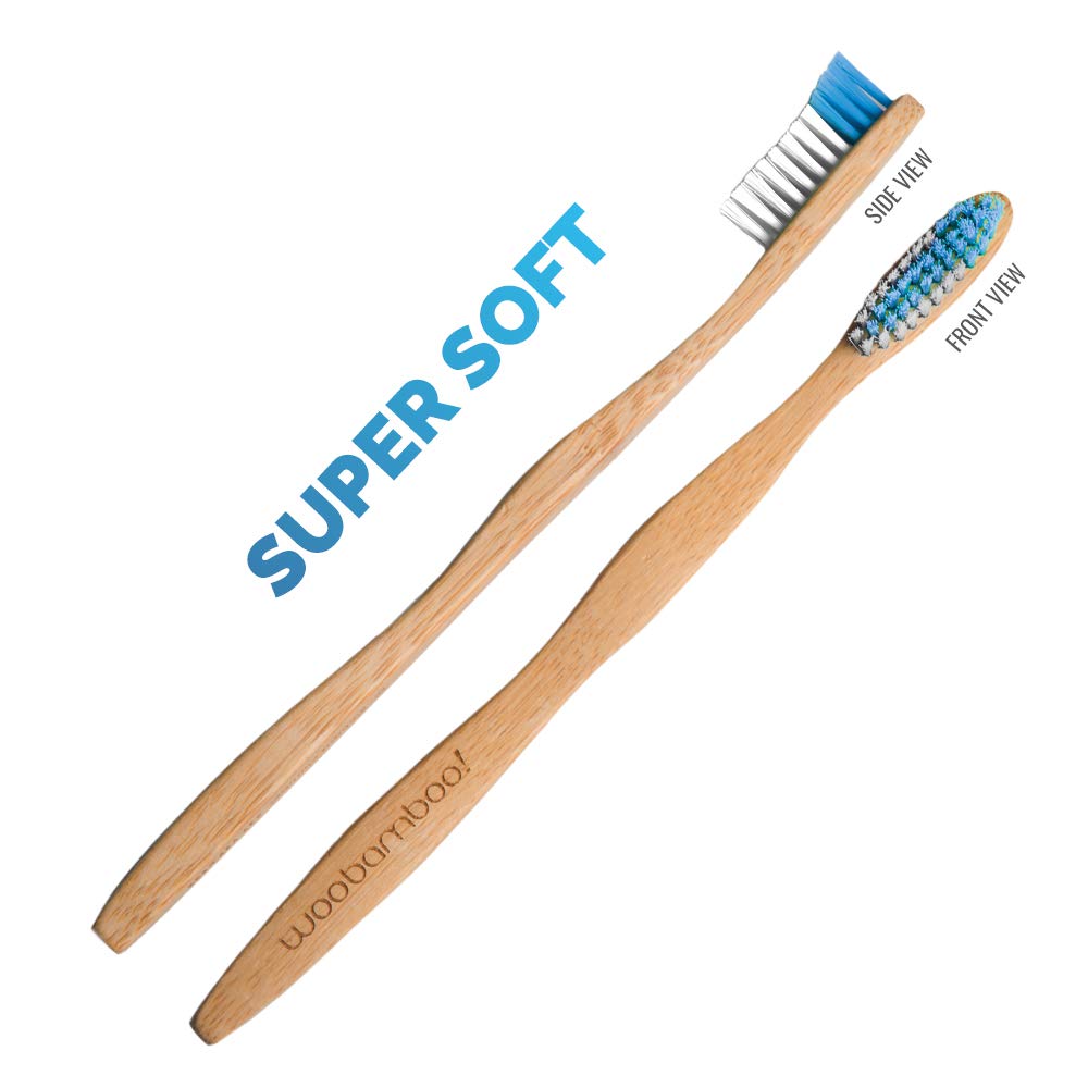 Woobamboo! Bamboo Toothbrush - Adult - Super Soft, BPA Free Nylon Bristles, Eco-Friendly, Plastic Negative, Biodegradable, Compostable, Vegan (Pack of 4)