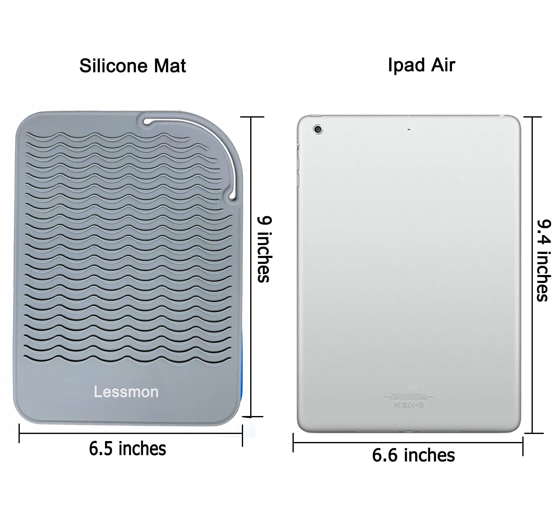 Heat Resistant Mat for Curling Irons, Hair Straightener, Flat Irons and Hair Styling Tools 9" x 6.5", Grey