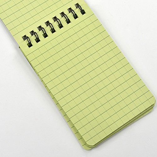 CUGBO 10 Pack Waterproof Notebook, All-Weather Pocket Sized Tactical Notepad, Top Spiral Memo Grid Paper Notepad for Outdoor Activities Recording(Army Green,3.2"x5.5")