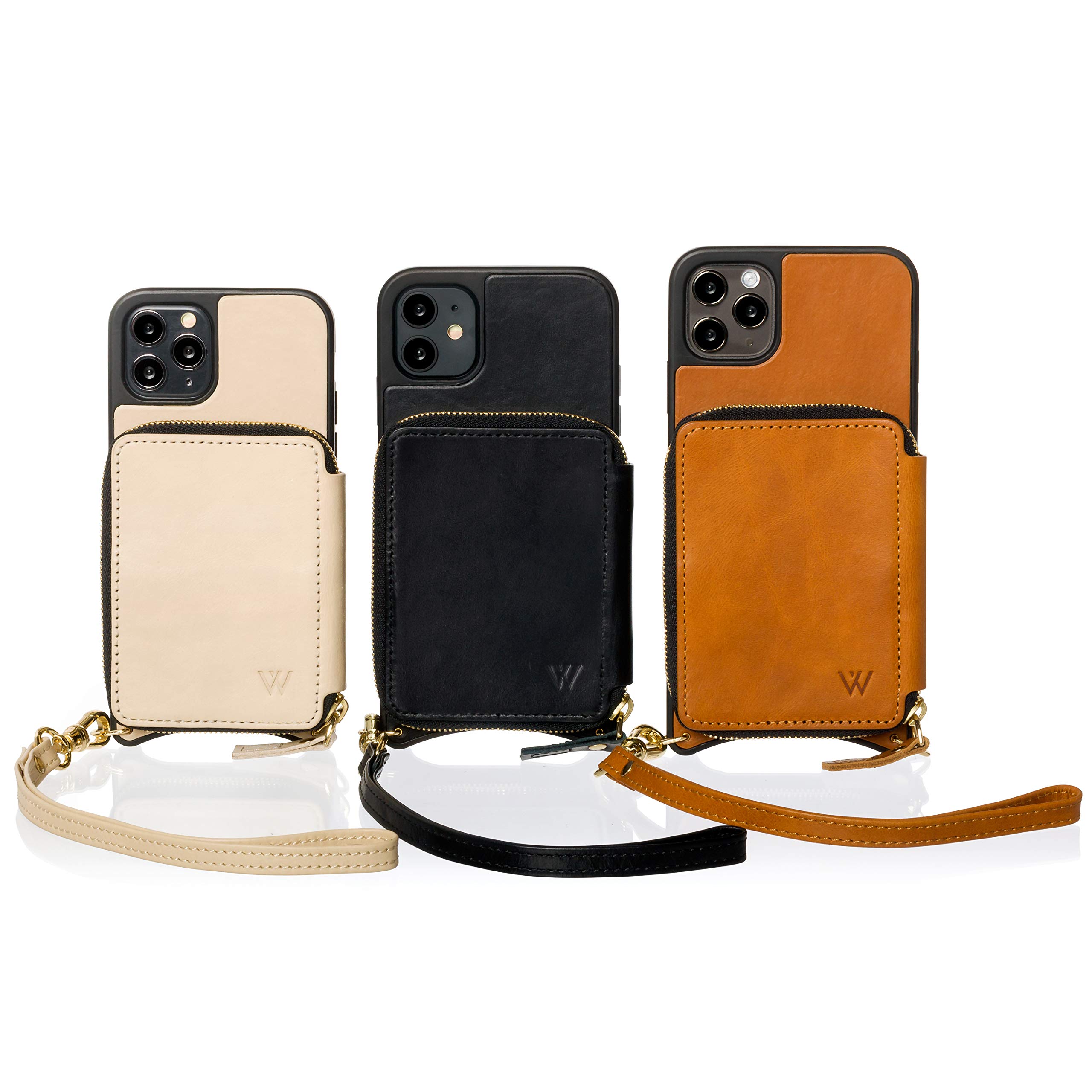 Wilken Crossbody Wallet and Purse Phone Case Compatible with iPhone 13 Pro | Includes a Wristlet and Shoulder Strap | Holds Cash and Credit Cards in Leather Zipper Pouch (13 Pro, Black)
