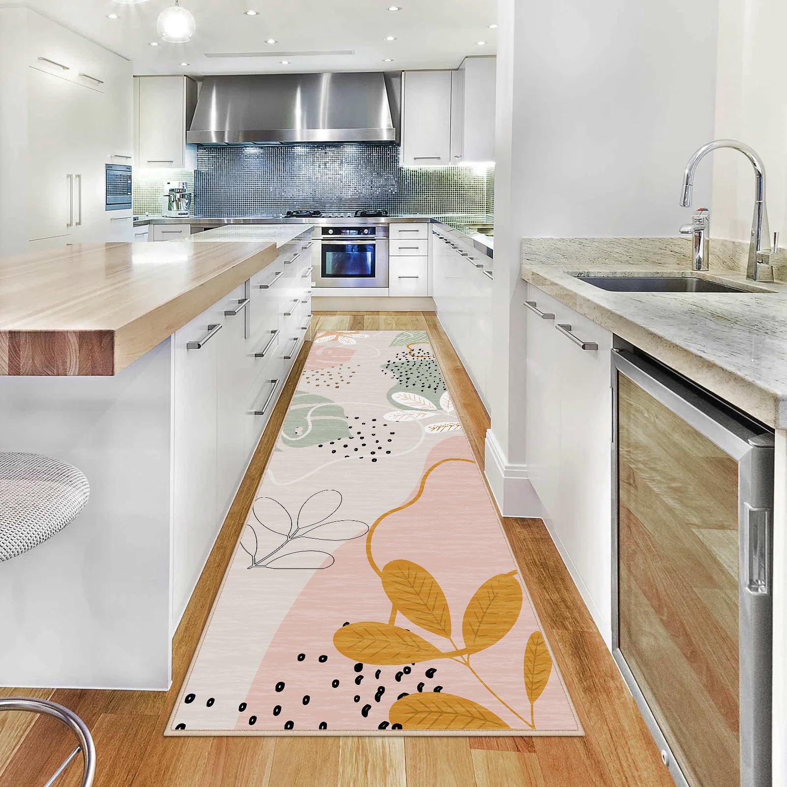 2x7 Hallway Runner Rug - Pink Kitchen Runner Rug Washable Non Slip Runners, Modern Non Skid Throw Long Hallways Runner Rugs with Rubber Backing Carpet for Living Room Bedroom