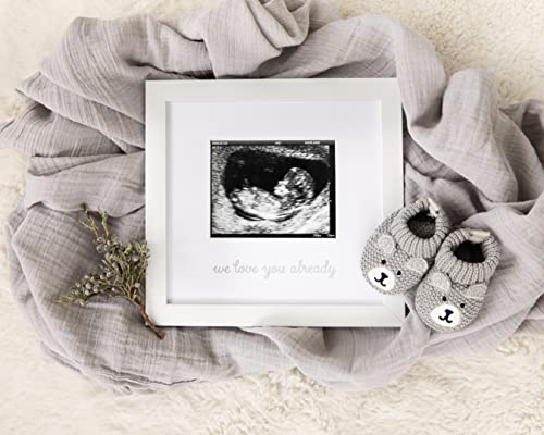 Little Pear We Love You Already Sonogram Frame, Gender-Neutral Pregnancy Announcement Picture Frame, Mother’s Day Keepsake Photo Frame, Nursery Décor, White