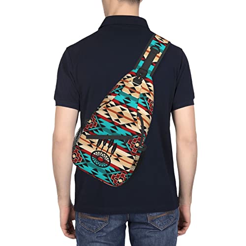 ASYG Cute Native American Sling Bag Crossbody Chest Daypack Casual Backpack American Indian Shoulder Bags for Women Men