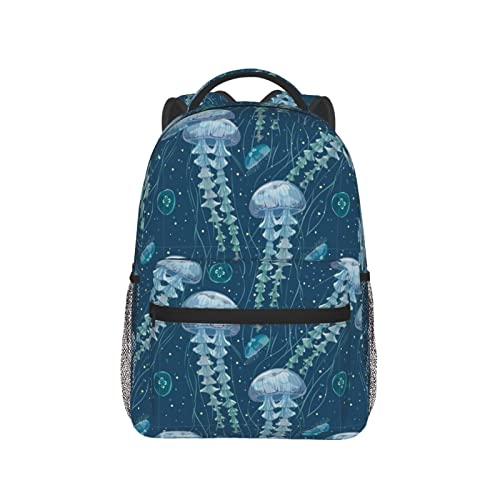 ASYG Jellyfish Backpack Cute Laptop Backpack Women Tablet Bag Funny Travel Bag Fish Laptop Bag