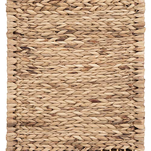 MyGift Handwoven Seagrass 3 Panel Room Divider Screen with Wood Frame, Folding Partition Room Divider, Brown