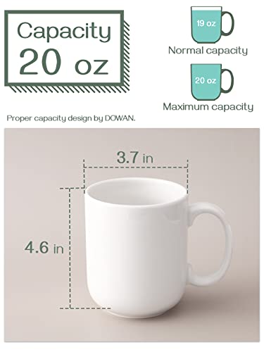 DOWAN 20 Oz Coffee Mugs Set of 6, Large White Coffee Mugs With Handles, Ceramic Coffee Cups for Coffee, Tea, Hot Cocoa, Large Mugs for Women Men, Party, DIY Gifts