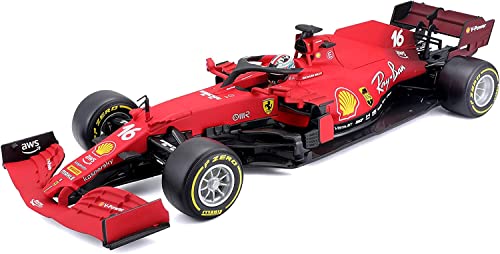 Bburago - 1/18 Scale Model Compatible with Ferrari F1 Racing SF21 # 16 Compatible with Charles Leclerc 2021 Formula 1 Racing Car Scale Model Collectible