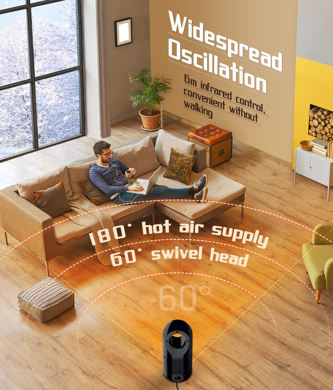 WAPEMORK Space Heater for Personal Use, Portable Indoor Electric Heaters, Small Bladeless Heater Fan with Adjustable Comfort Control Thermostat, Safe and Quiet for Bathroom Office Desk Baby Room (Black)