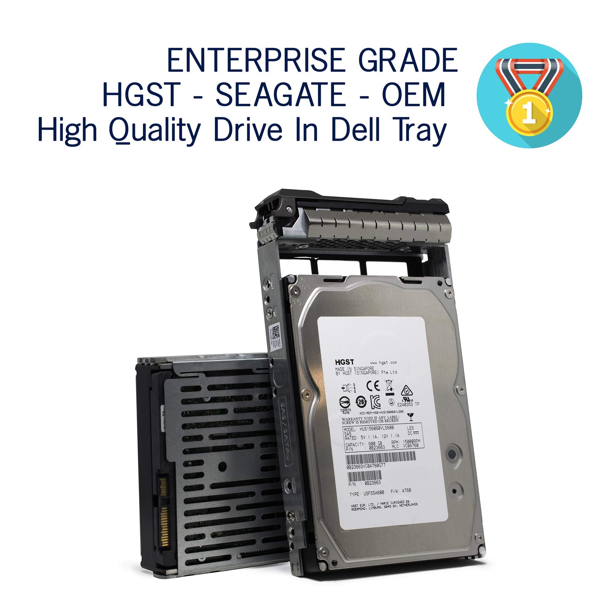 Dell W347K 600GB 15K 16MB 6.0GBps 3.5" Enterprise Class SAS Hard Drive in Poweredge R Series Tray (Renewed)
