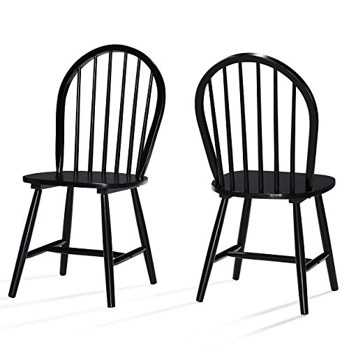Christopher Knight Home Declan Farmhouse Cottage High Back Spindled Rubberwood Dining Chairs, 2-Pcs Set, Black