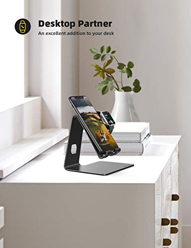 Lamicall Stand for Apple Watch Phone Holder 2 in 1 Desktop Stand Holder Charging Station Dock Compatible with Apple Watch SE Series 8/7/6/5/4/3/2 Ultra [Charging Cable Not Include]