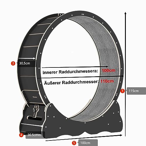 Cat Wheel Exerciser for Indoor Cats, Diameter 43.3" 45.27" H Large Cat Exercise Wheel Indoor with Locking Mechanism, cat Wheel Ultra-Quiet Running Protect Spine,Reduce Vet Bills Perfect for Big Cats