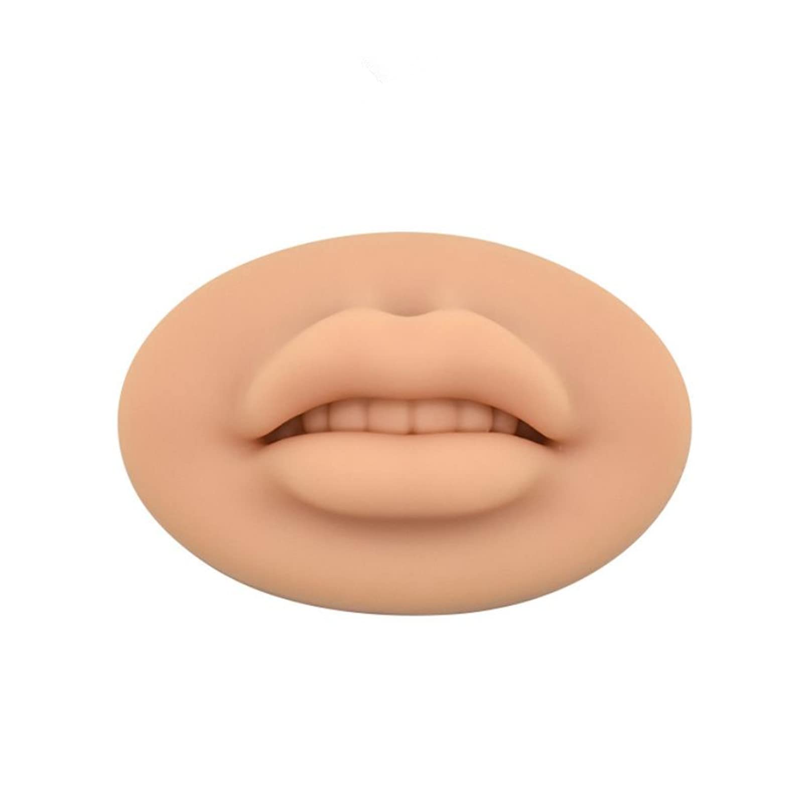 3D Practice Silicone Lips Skin Open Mouth with Teeth Soft Fake Lips Traning Skin for Permanent Makeup Tattoo Artists Microblading PMU Training Supplies (Light Coffee)