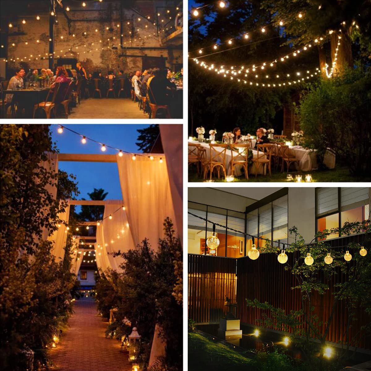 ITICdecor Solar String Lights Outdoor 20 LED Crystal Globe Light Outdoor Waterproof Decorations Solar Powered Patio Lights for Garden Parterre Terrace Decor (Warm White)