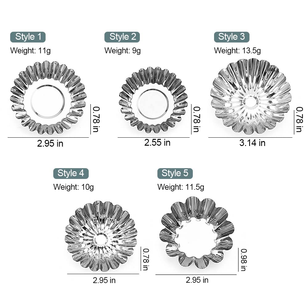 A-XINTONG 430 Stainless Steel Muffin Baking Cups Pack of 25 Pieces Reusable 5 Types Stainless Steel Mini Cupcake Molds, Nonstick Cupcake Liners Pastry Candy Molds Set DIY Cake Tools