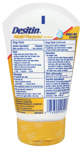 Desitin Skin Protectant and Diaper Rash Ointment Multi-Purpose with Vitamins A & D, Travel Size, 3.5. Oz Tube