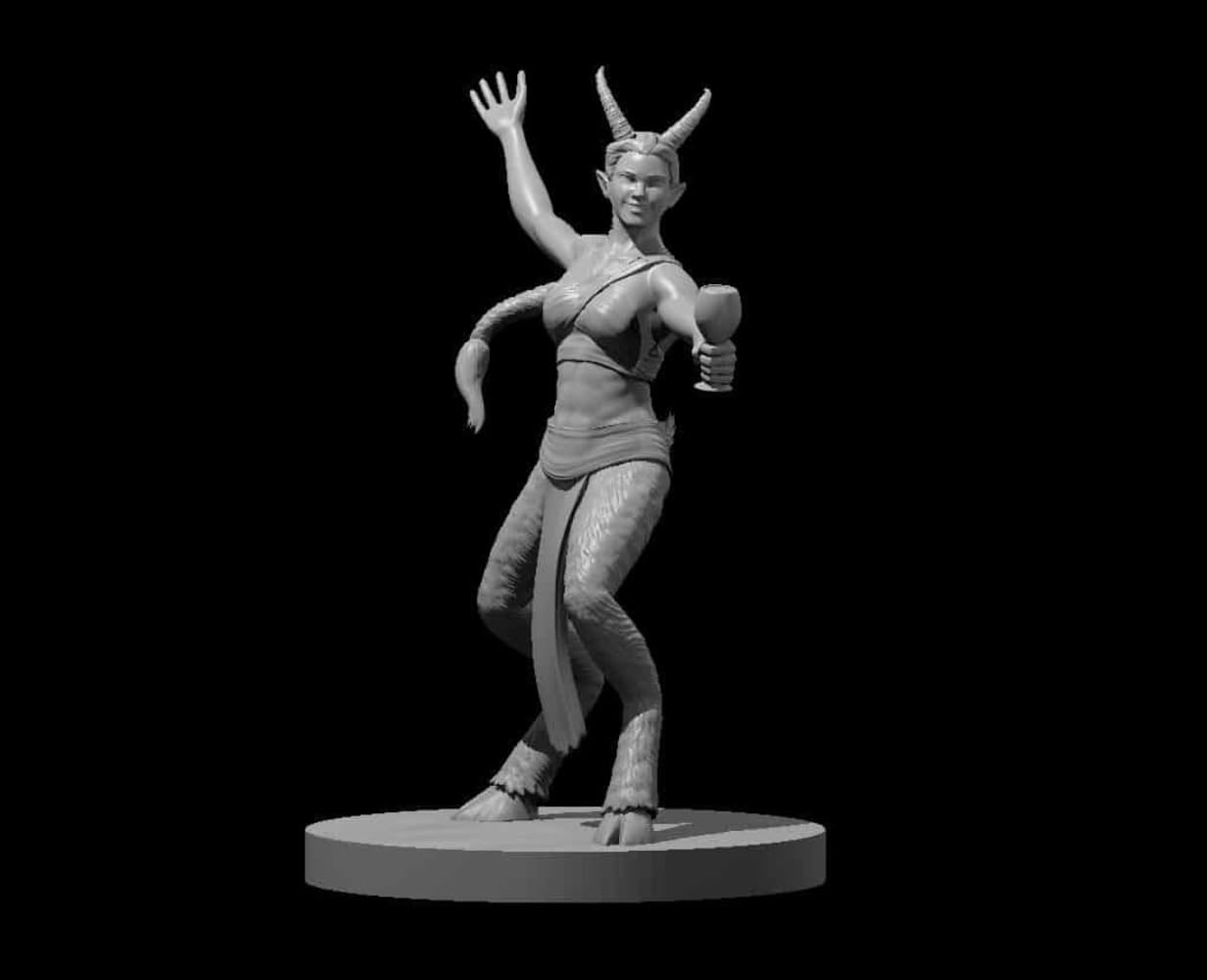 3D Printed Miniature: Satyr Female Bard by mz4250