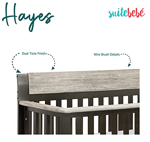 Suite Bebe Hayes 4 in 1 Convertible Crib, Coffee and Faux Barnwood - Quick Ship
