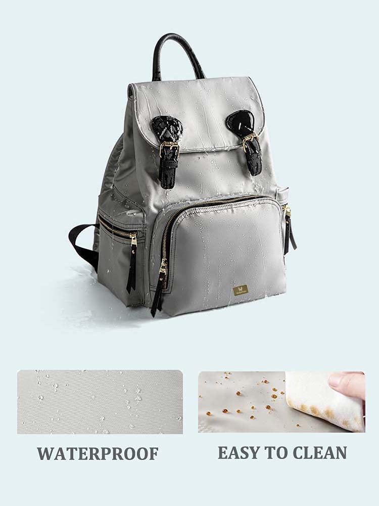 WALLOPTON Diaper Bag Backpack - Multi Function Backpack with Stroller Strap - Stylish Lightweight Large Capacity & Water Resistance - Baby Bag for girls & boys (Grey)