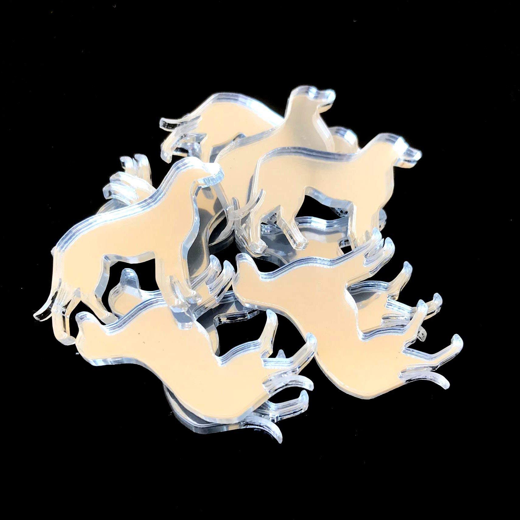 Super Cool Creations Labrador Dog Standing Shaped Crafting Mirrors, Set of 10, Many Colours, Shatterproof Acrylic, Gold Mirror, Pack of 10 x 8cm