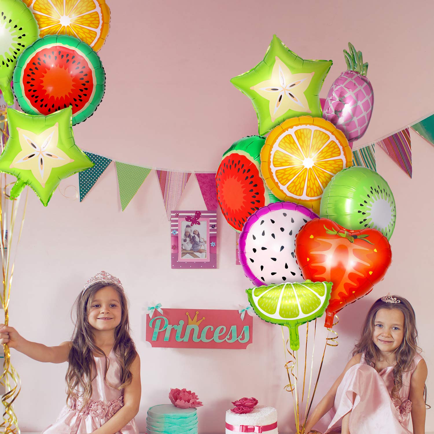 30 Pieces Fruit Balloons Fruit Aluminum Foil Balloons Tutti Frutti Party Decorations Tropical Fruit Balloons for Birthday Fruit Themed Party Decorations, 2 Sizes