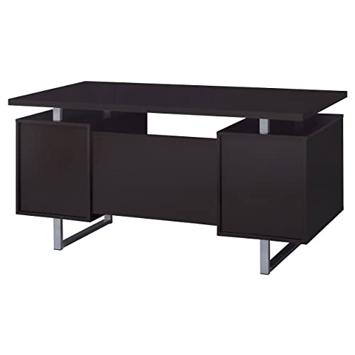 Coaster Furniture Lawtey Modern Contemporary 2 Drawer Home Office Writing Desk Storage File Cabinet Silver Metal Frame Cappuccino Brown 801521