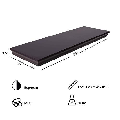 kieragrace Bristol Aston Floating Shelf β Espresso Brown, 36", Matte Finish