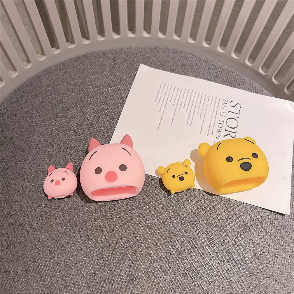 3D Protective Case for iPhone 20W USB-C Power Adapter Charger USB Lightning Cable, Cute Cartoon Series Soft Silicone Fast Lightning Chargers Cable Protective Cover for iPhone Charger (Pooh)