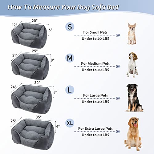 AIPERRO Dog Bed,Pets Friendly Medium Small Dogs Beds Machine Washable Rectangle Dogs Beds,Orthopedic Calming Dog Sofa Bed,Soft Sleeping Puppy Beds Breathable Cuddler, Nonskid Bottom 25''x21''