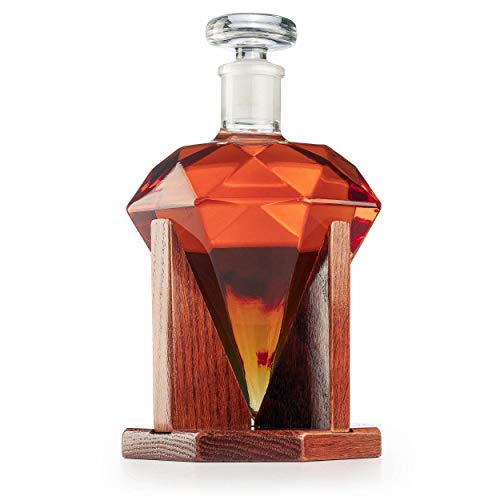 Diamond Decanter For Whiskey, Liquor, Scotch, Rum, Bourbon, Vodka, Tequila Decanter, The Wine Savant 750ml - Gifts For Men & Women Clear