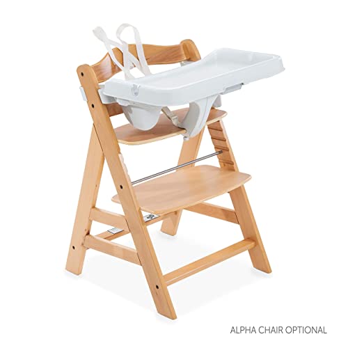 Hauck - Fun for Kids Hauck Alpha Tray + 5-Point Harness, 3 in 1 Table Set for Hauck Wooden Highchair Alpha+, Depth Adjustable Table, Removable Tray, Cup Moulding, Elevated Edge, White